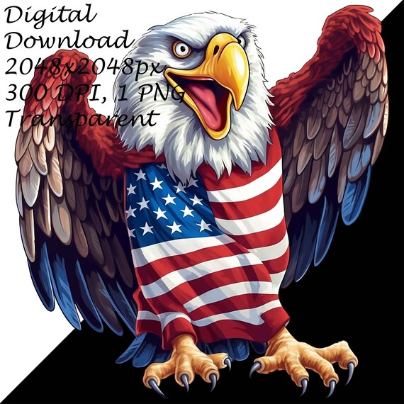 Eagle And Flag Clip Art 🦅 American Eagle With Flag Line Art・