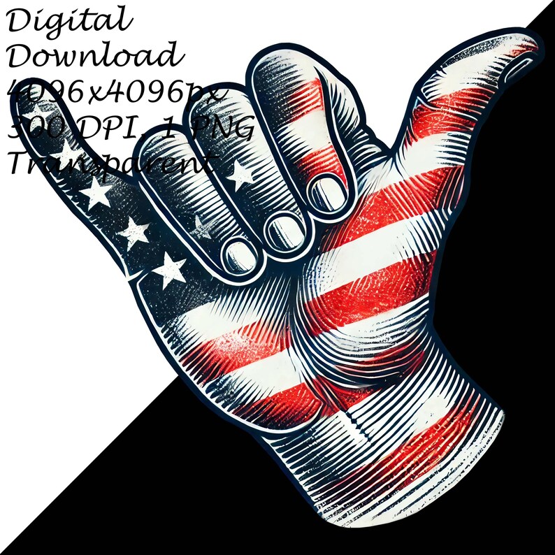 Patriotic Shaka Hand Gesture PNG Clipart, American Flag Hang Loose ...