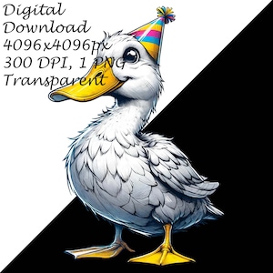 Party Duck Clipart - Celebratory Duck With Party Hat, Cartoon Style ...