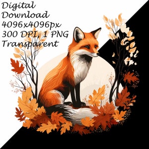 Autumn Fox Clipart Set Watercolor Forest Animal PNG, Digital Download ...