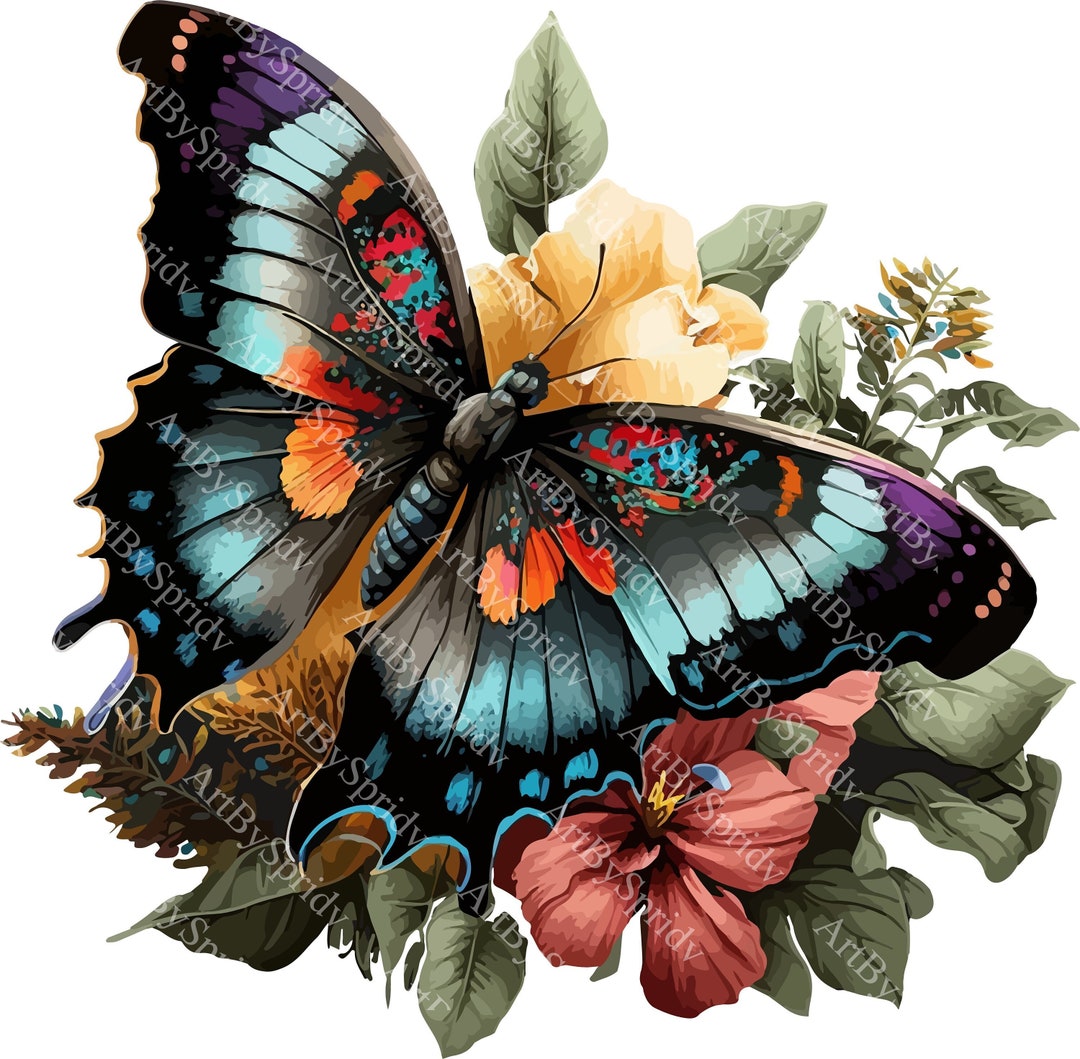 Cute Floral Butterfly PNG Clipart, Transparent Watercolor Kids/adult ...