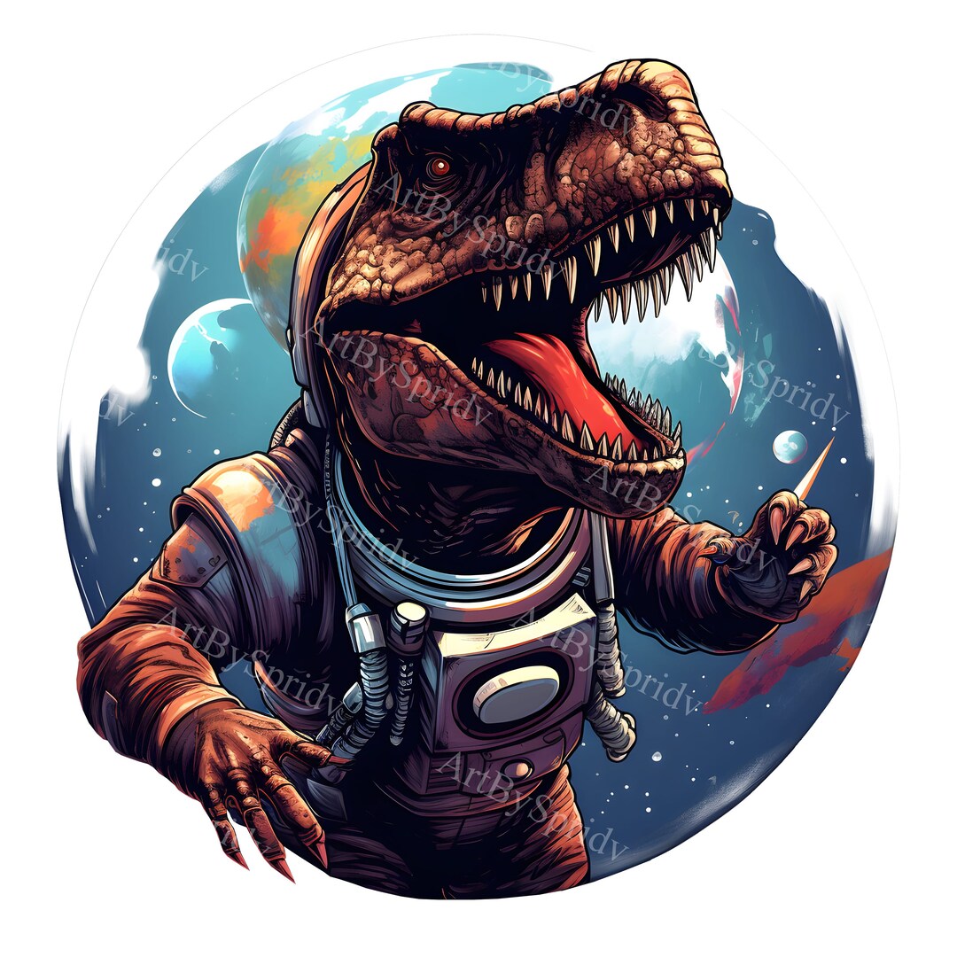 Epic T-rex in Space Suit PNG Clipart, Dinosaur Astronaut Tee, Mug ...