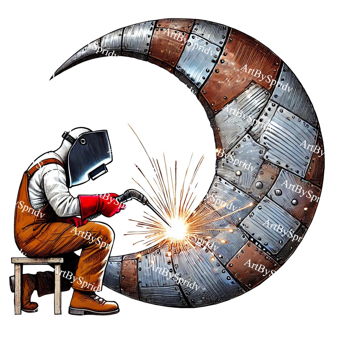 Welder Moon PNG Clipart, Industrial Crescent Moon Welding Art ...