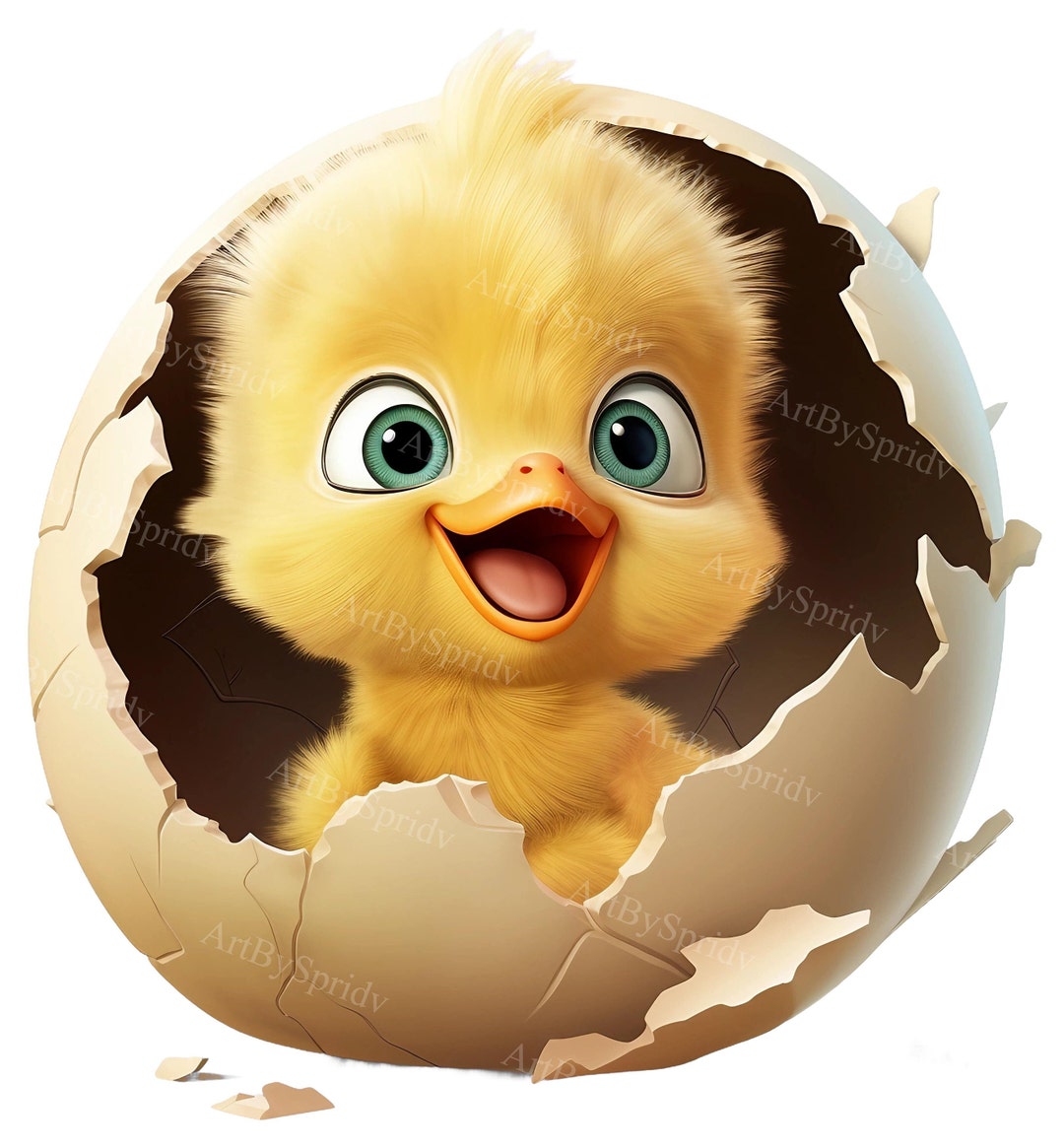 Newly Hatched Chick in Cracked Eggshell- Transparent 4 PNG Clipart ...