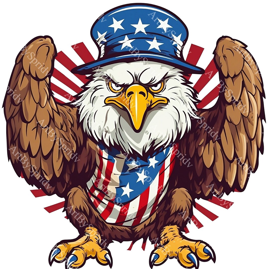 Patriotic Bald Eagle Clipart PNG, American Flag Illustration ...