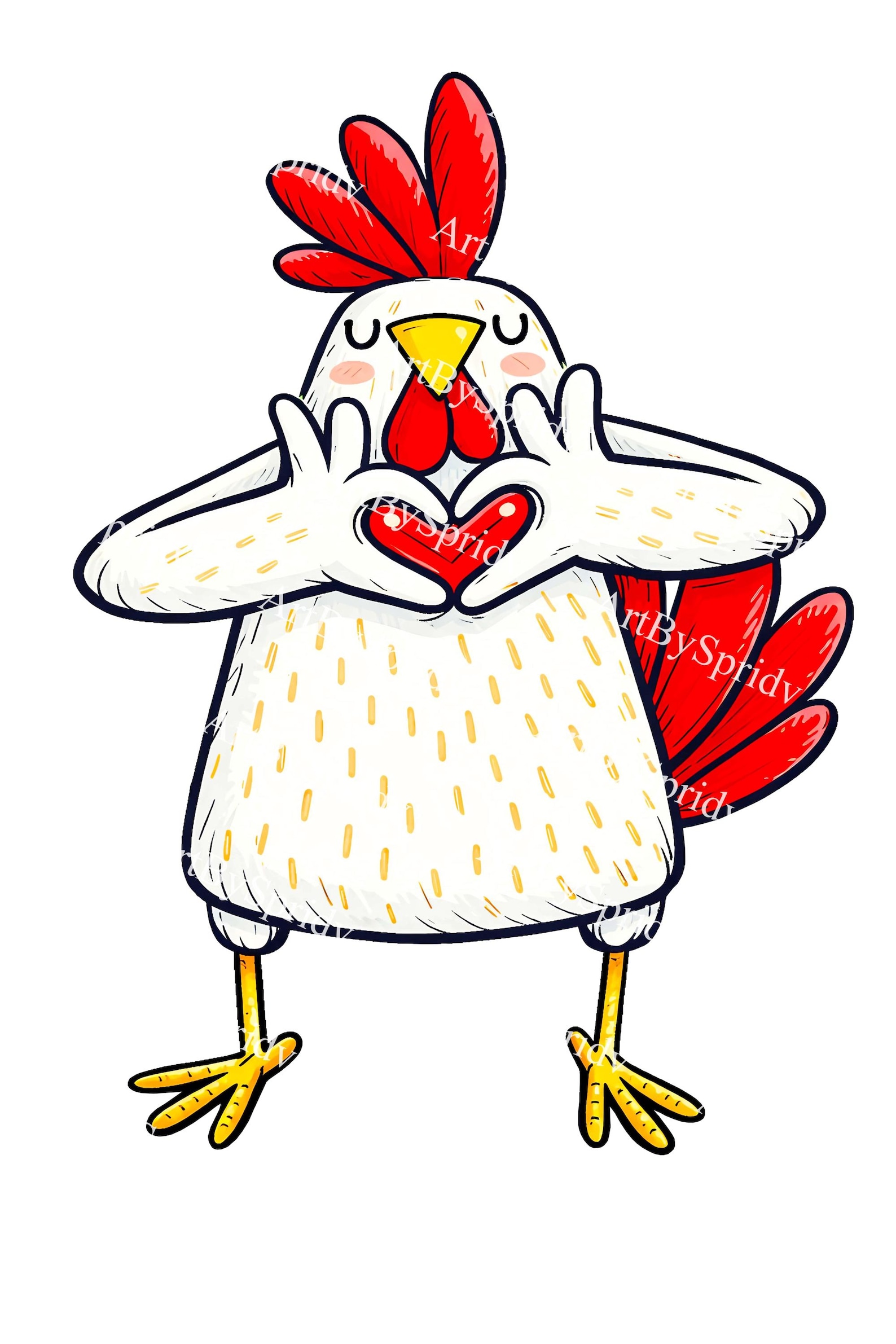Cute Love Chicken PNG Clipart, Heart Hands Hen Cartoon, Valentine ...