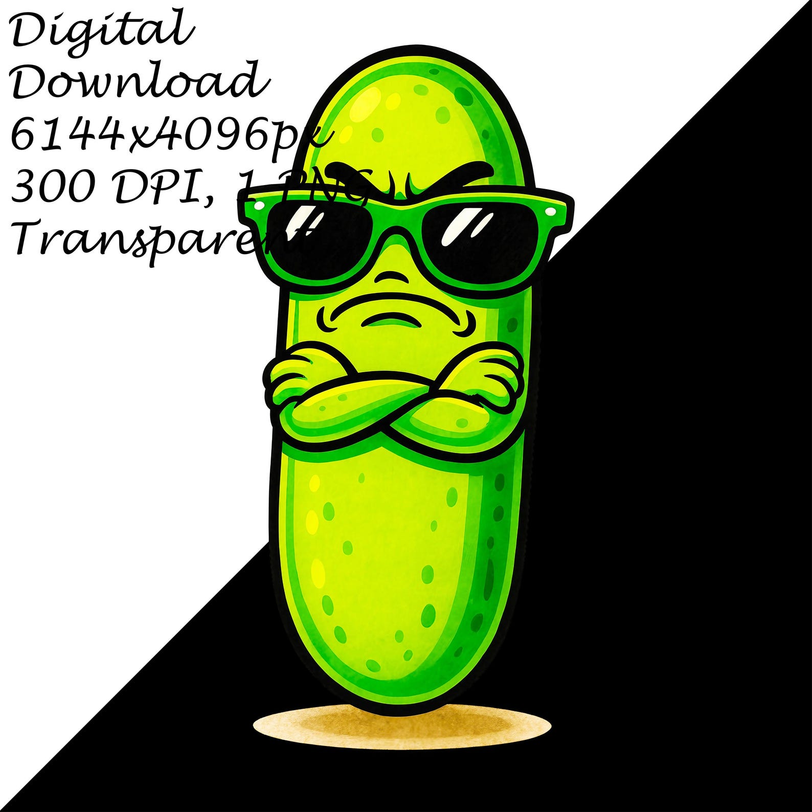 Cool Pickle PNG Clipart – Funny Cartoon Pickle With Sunglasses & Folded ...