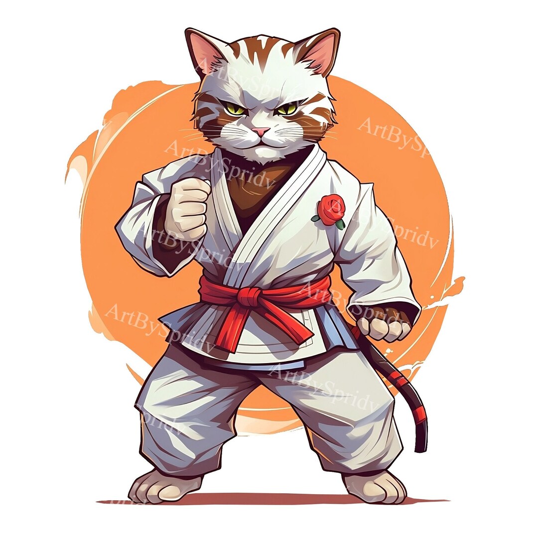 Cute Karate Cat Transparent PNG Clipart, Kids/adults Cartoon Design ...