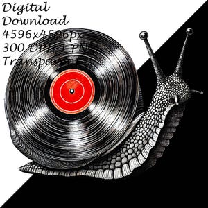 Retro Snail With Vinyl Record Shell PNG, Funny Music Snail Clipart ...