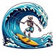 Skeleton Surfer Digital Clipart - Tropical Surfing Skeleton PNG for ...