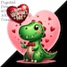 Valentine's Day T-rex Clipart - Cartoon Dinosaur With Heart Balloon ...