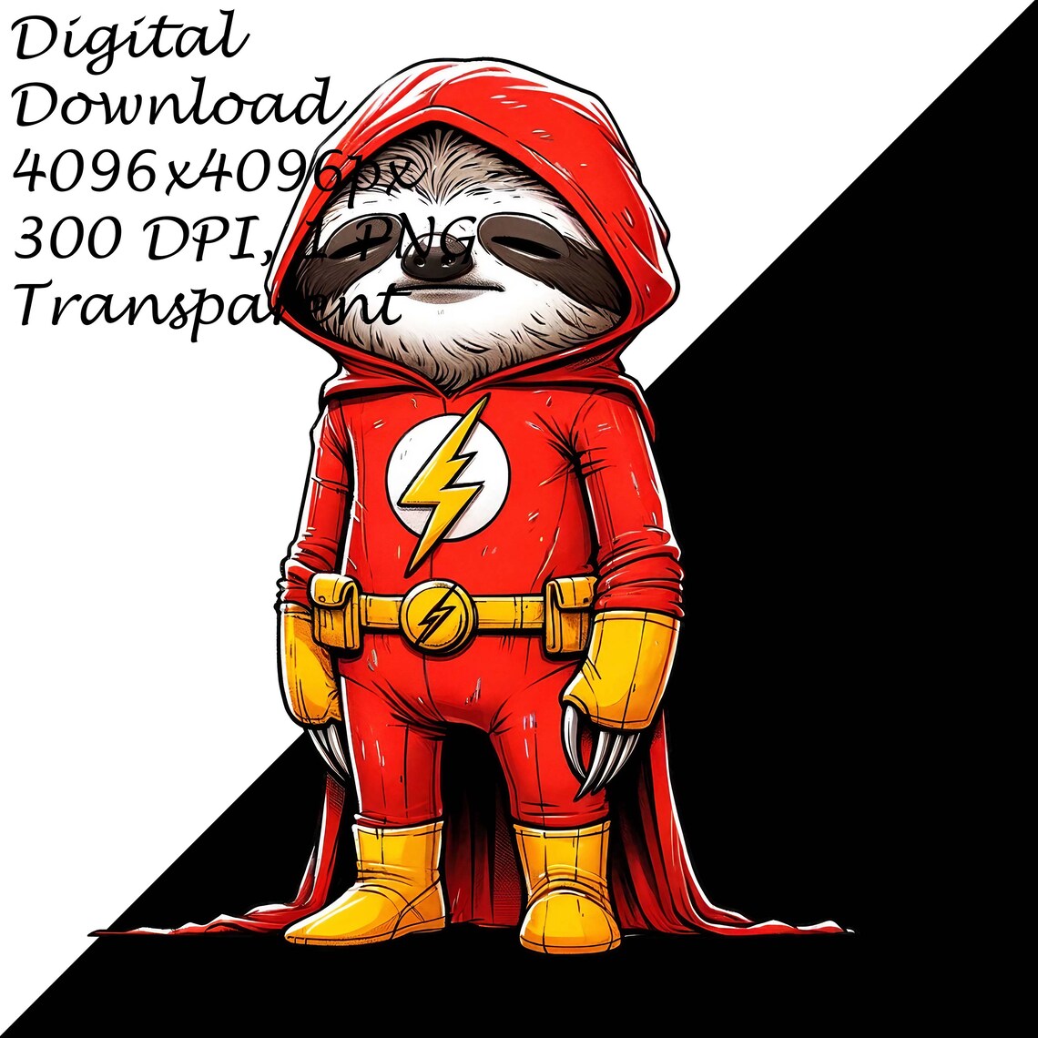 Sloth Superhero Clipart - Speedy Sloth in Red Suit | Digital Download ...