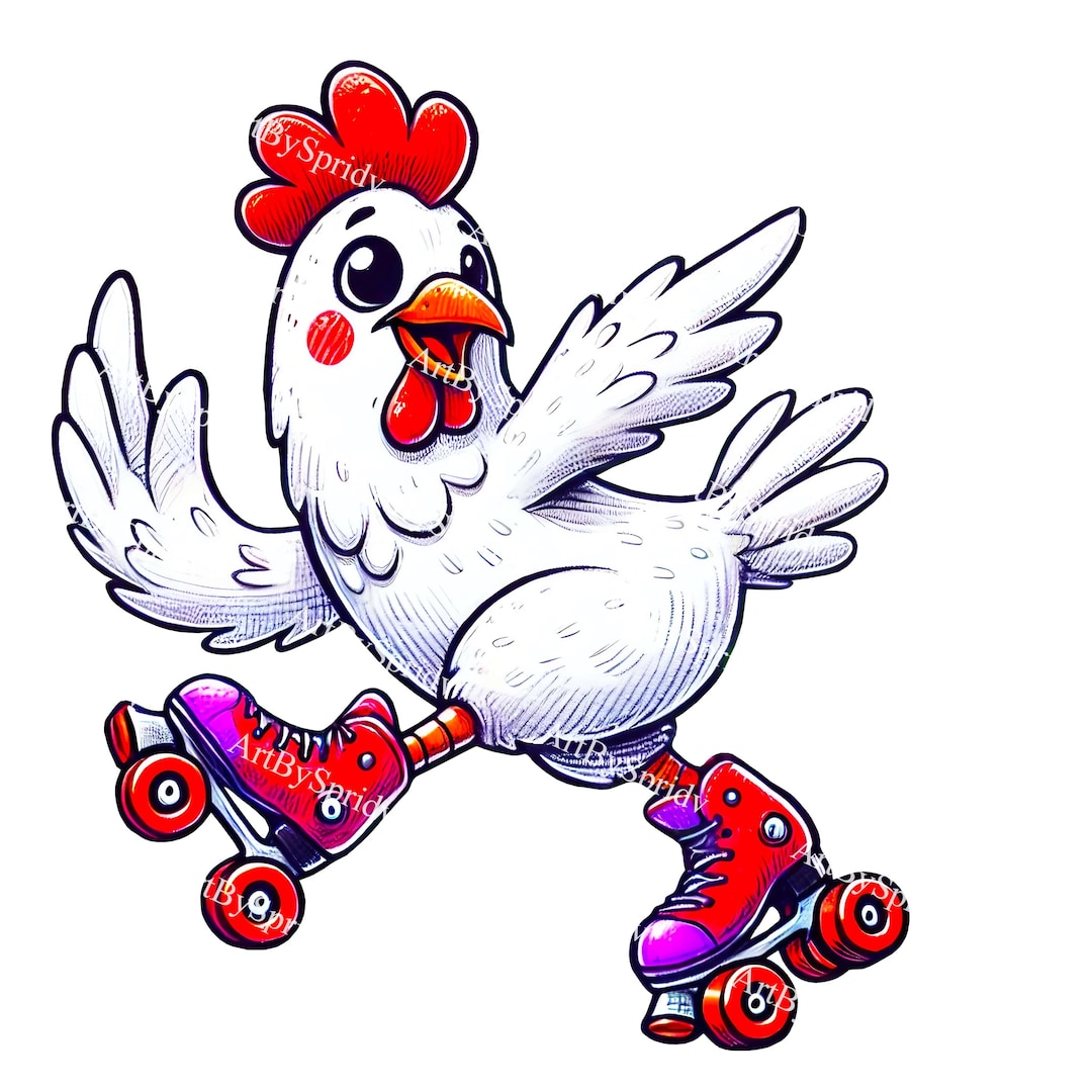 Funny Roller Skating Chicken Transparent PNG Clipart, Cute Chicken on ...