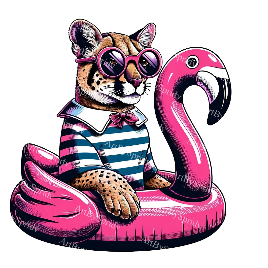 Whimsical Pink Flamingo Float and Stylish Puma Clipart: Perfect for ...