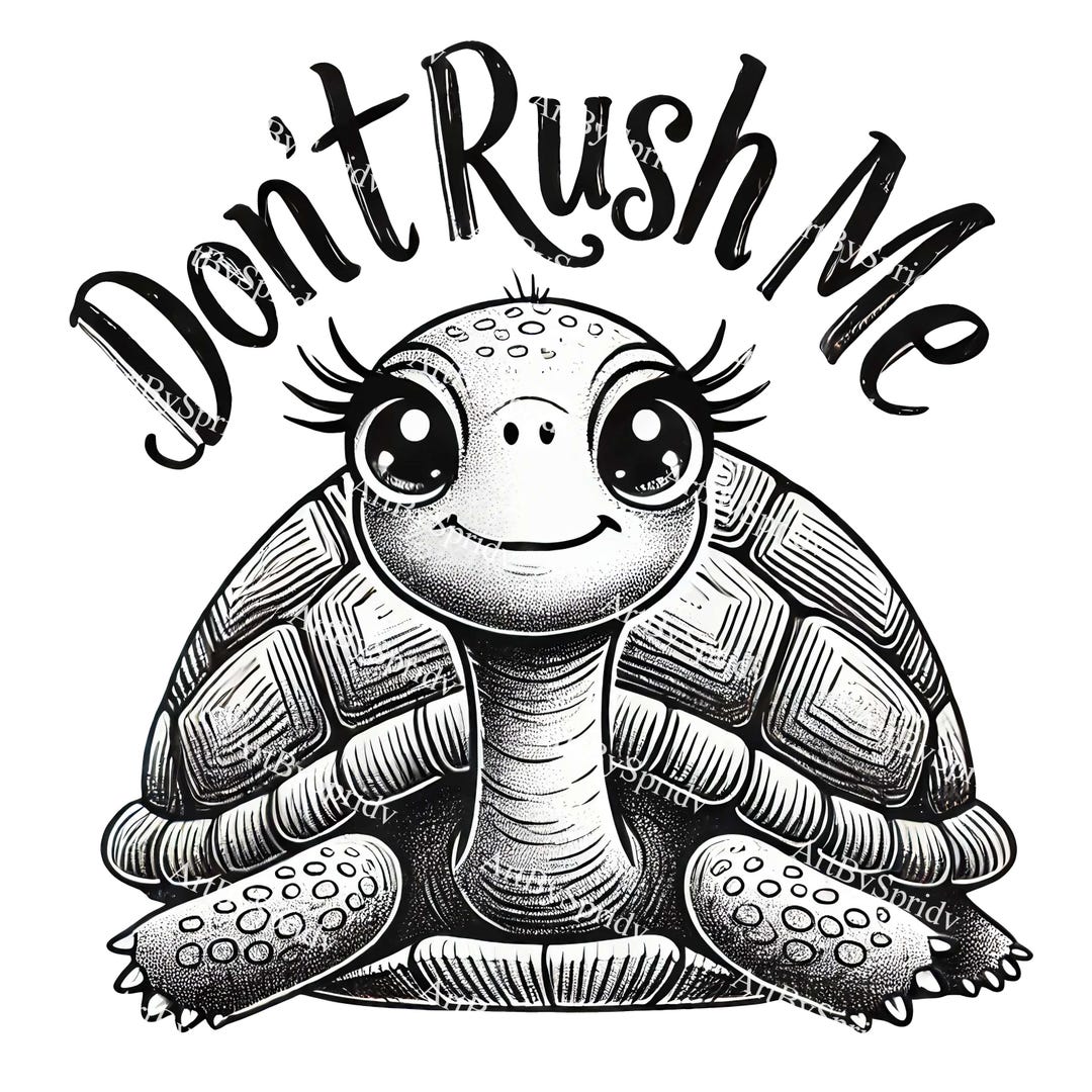 Don’t Rush Me Turtle Clipart PNG | Cute Turtle Illustration | Funny ...