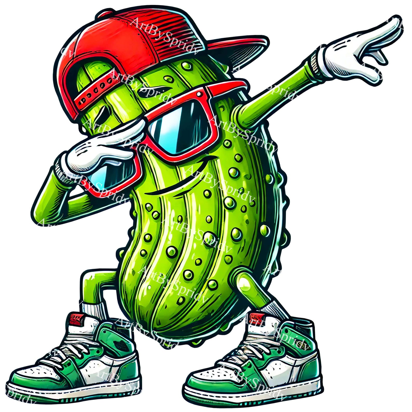 Cool Dabbing Pickle PNG Clipart, Funny Pickle With Sunglasses ...
