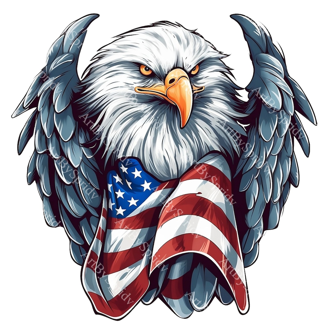 Patriotic Bald Eagle With American Flag PNG Clipart, USA Eagle for ...
