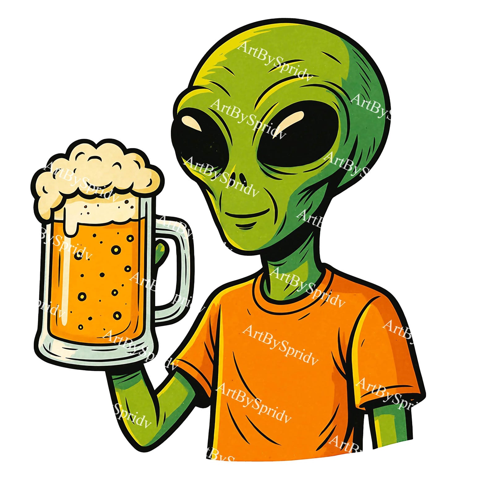 Funny Alien Beer Mug PNG | Green Alien Drinking Beer Transparent ...