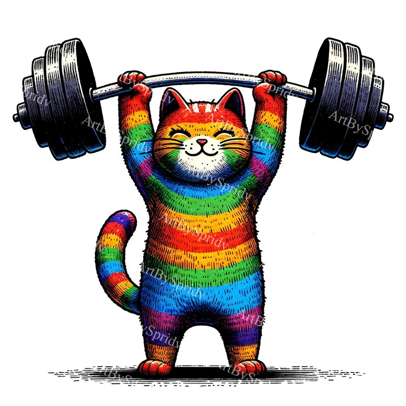 Fitness Cartoon Cat - Etsy