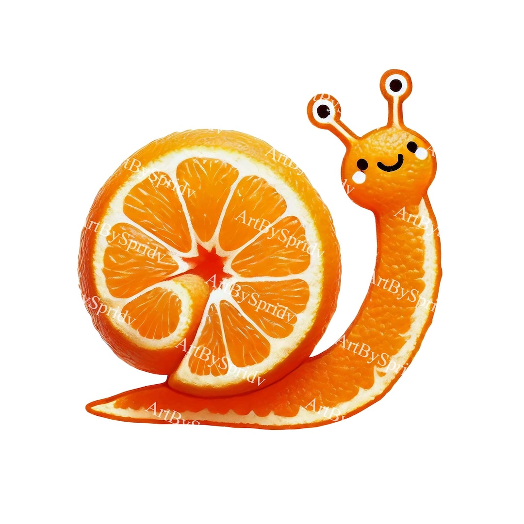 Orange Snail Transparent PNG Clipart, Citrus Fruit Clip Art, Cute ...