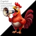 Rooster With Megaphone PNG Clipart, Cartoon Chicken Announcer, Loud ...