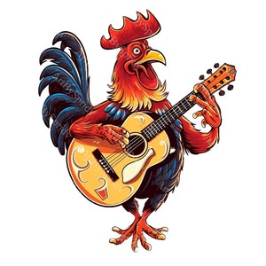 Rooster With A Guitar Singing PNG Clipart,transparent Farm Animal Lover ...