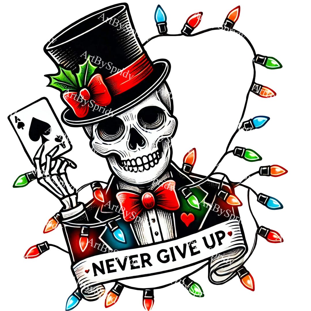 Festive Skeleton Illustration With Ace Card PNG Clipart,christmas Light ...