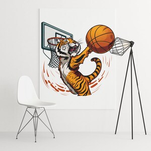 Fierce Tiger Dunking Basketball Clipart | Sports-themed Transparent PNG ...