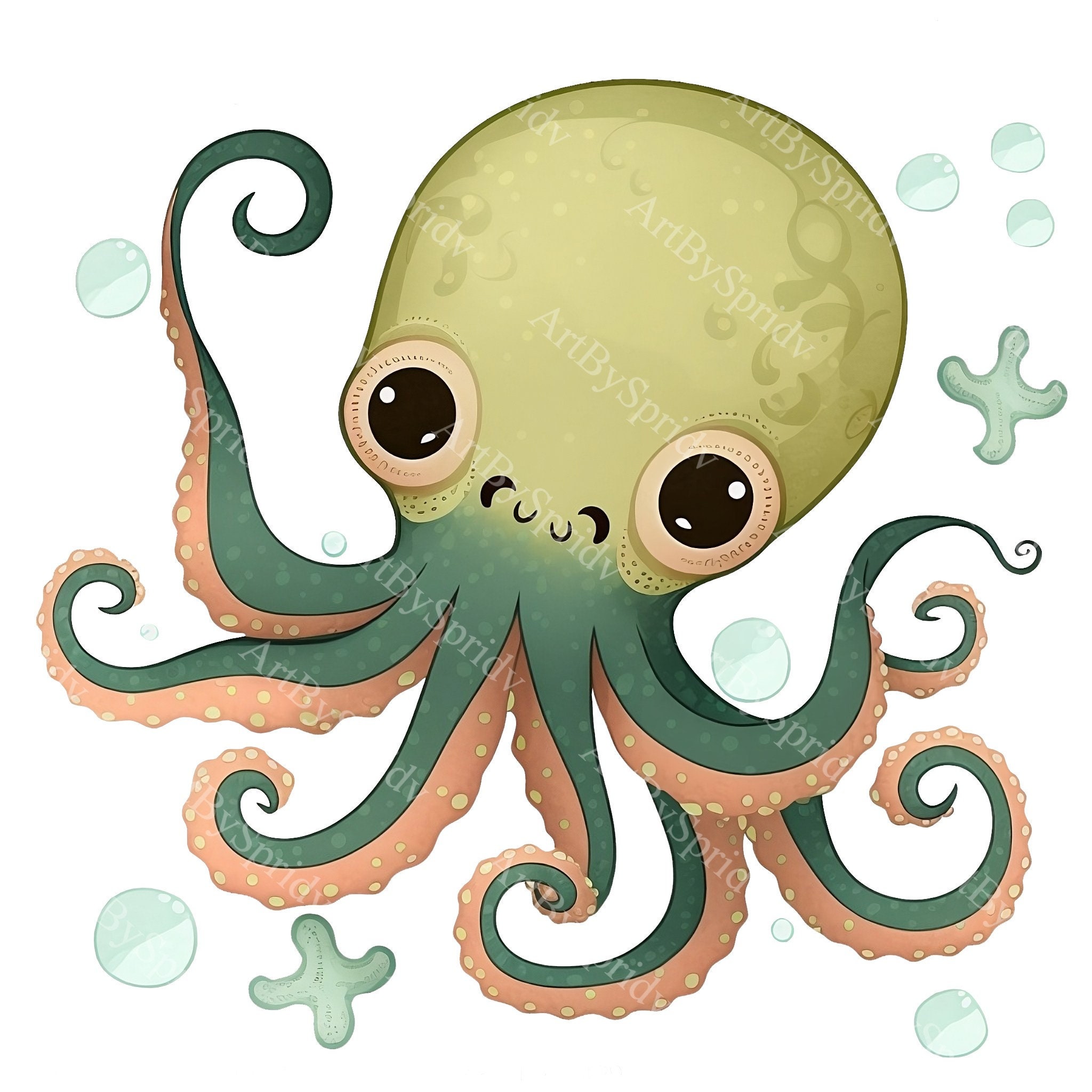 Cute Playful Baby Octopus PNG Cliparttransparent Ocean/sea - Etsy