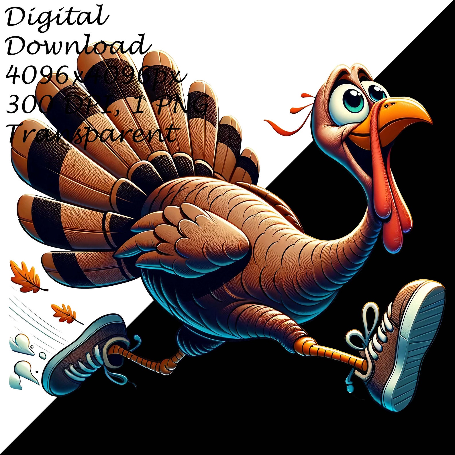 Thanksgiving Turkey Clipart - Cartoon Turkey Running in Shoes PNG, T ...