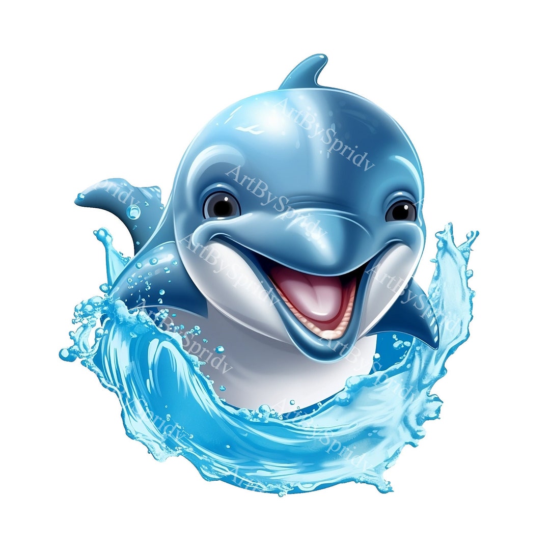 Cute Dolphin Big Smile&water Splash PNG Clipart,transparent Animal ...
