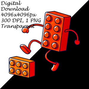 Funny Cartoon Brick Character PNG, Playful Building Block Art, Toy ...