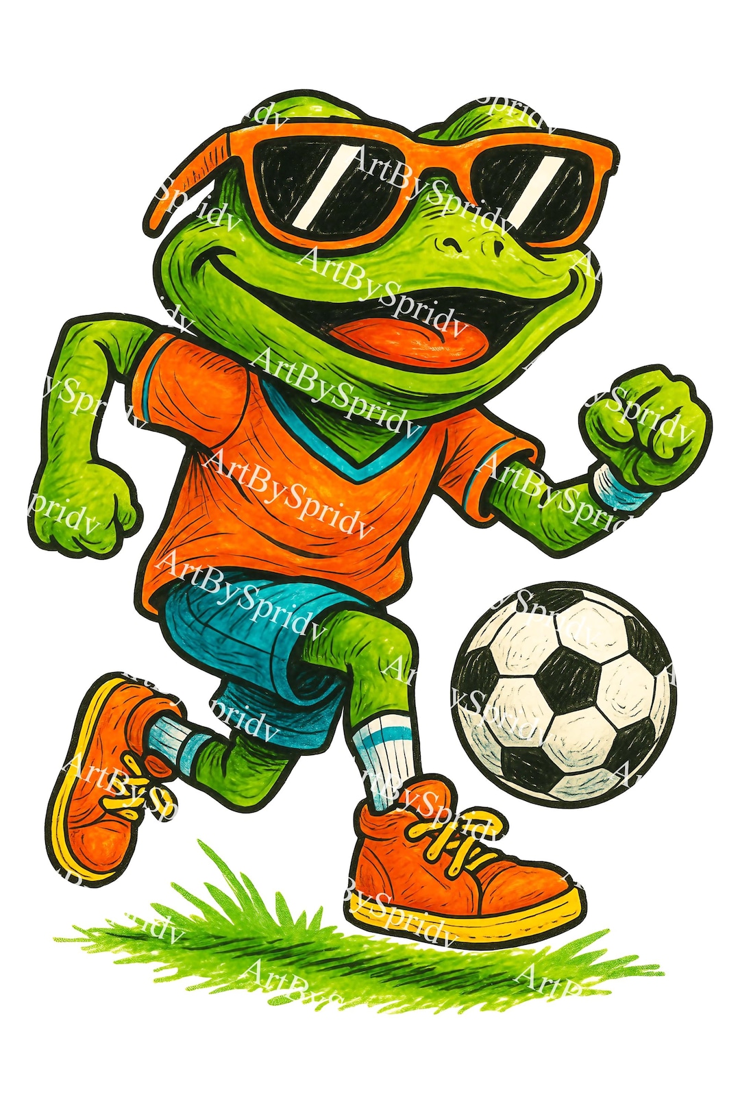 Cool Frog Playing Soccer Clipart PNG, Sports Frog With Sunglasses ...
