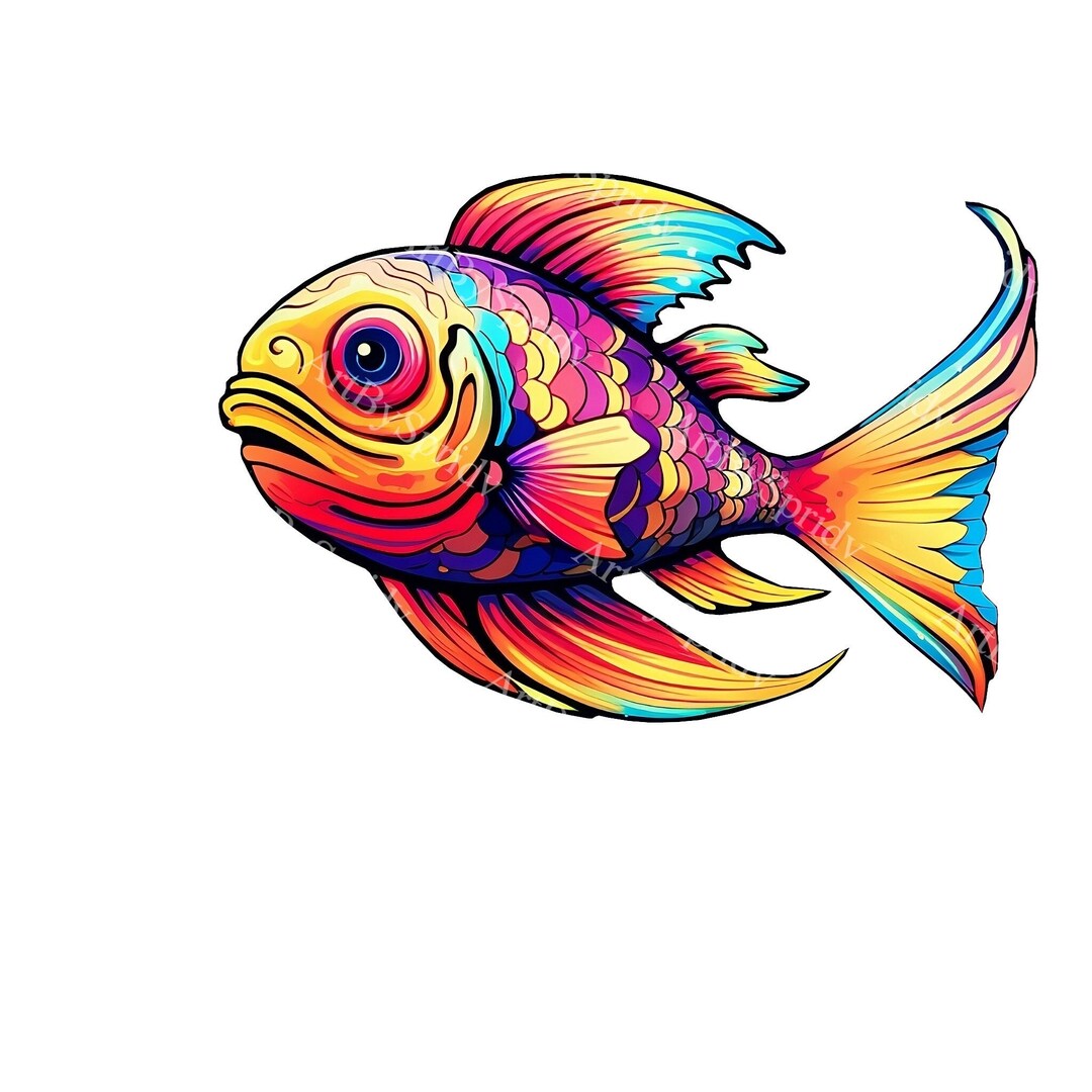 Vibrant Funky Fish Clipart PNG Colorful Artistic Fish Illustration High ...