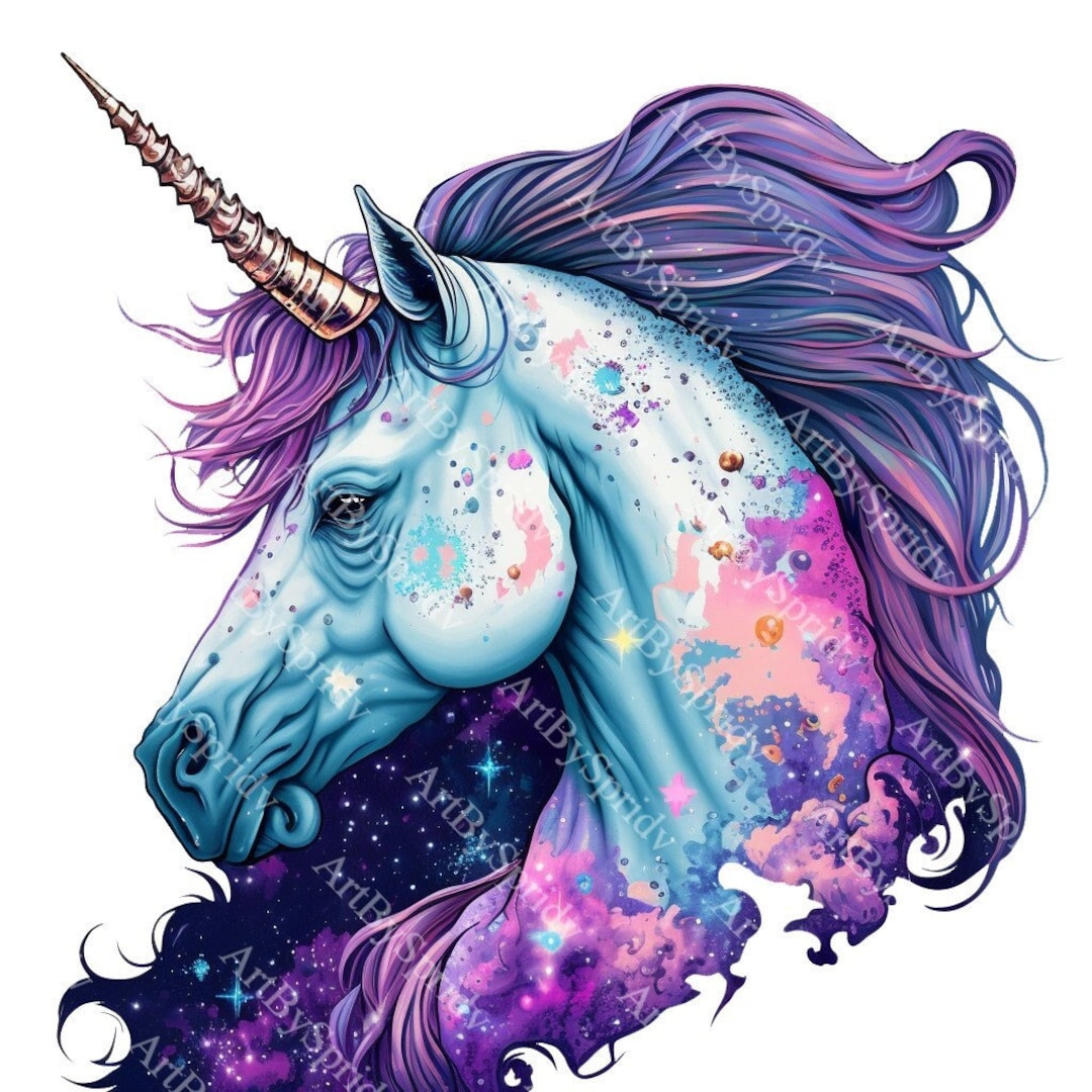 Galactic Unicorn Clipart Transparent PNG, Fantasy Space Unicorn With Cosmic Mane, Digital ...