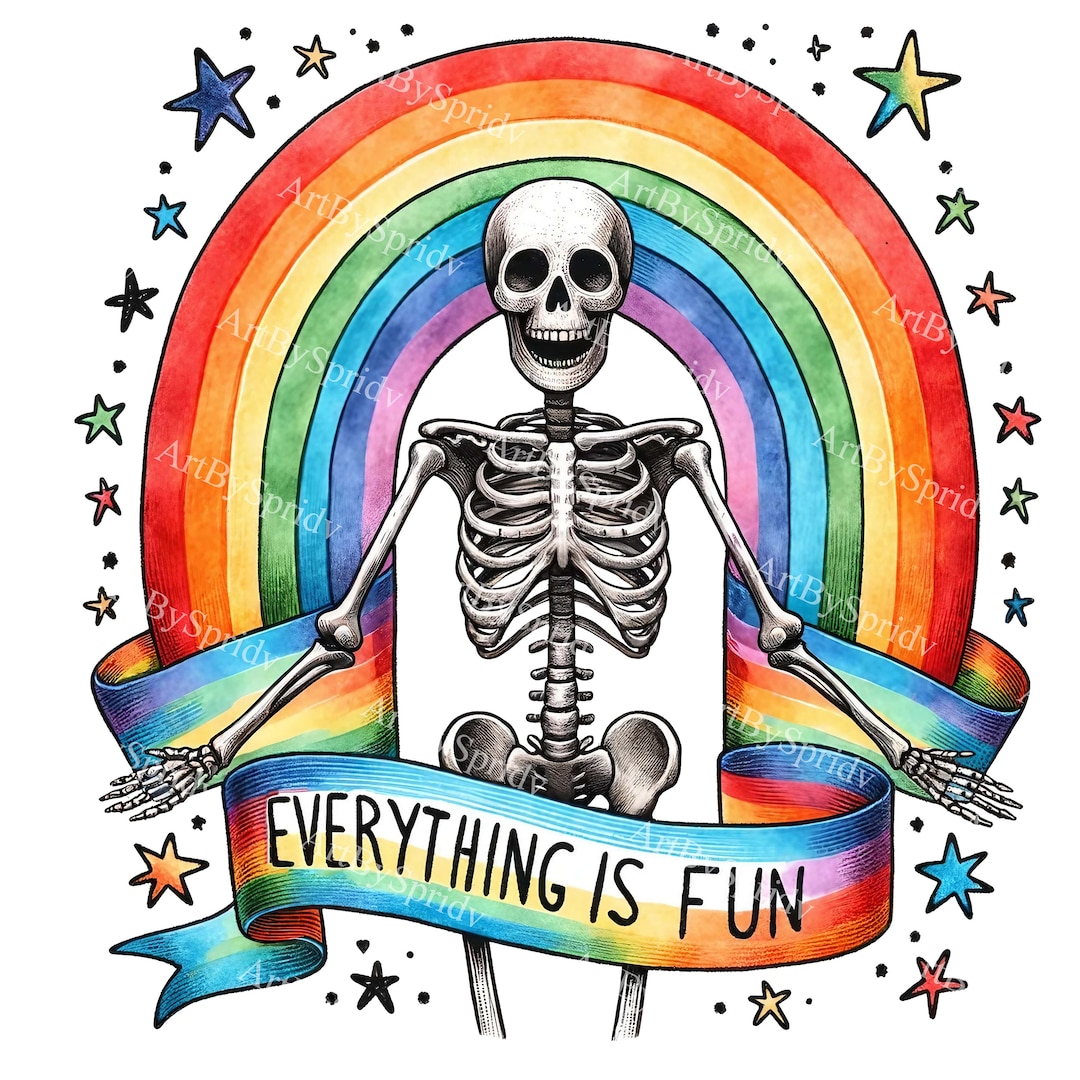 Rainbow Skeleton Clipart | Whimsical Skeletal Anatomy Illustration ...