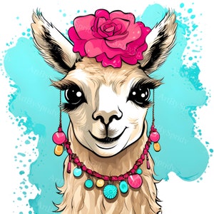 Cute Llama Transparent PNG Clipart - Digital Printable Sublimation Clip ...