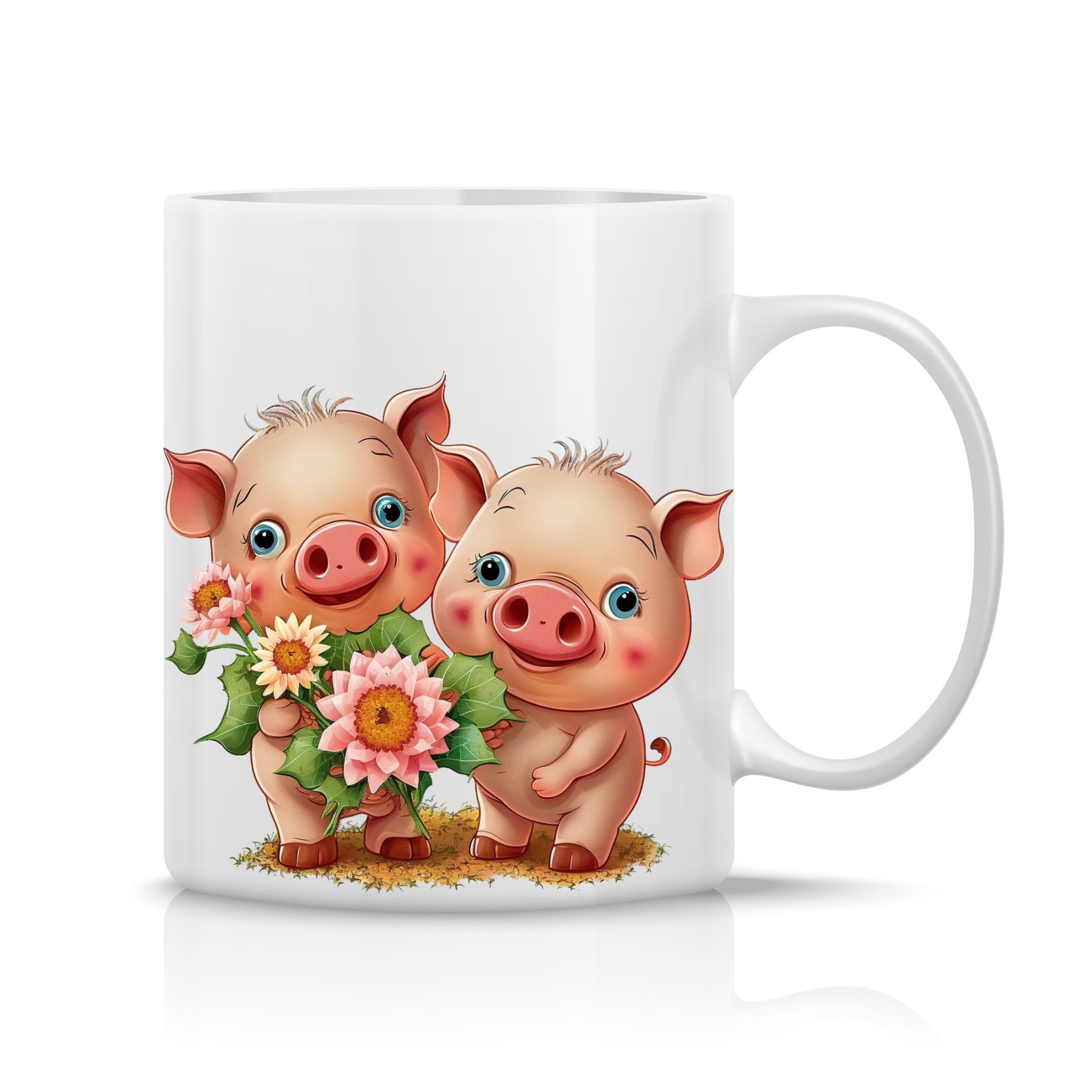 Pigs With Flowers PNG Floral Farm Animal Transparent Clipart - Etsy