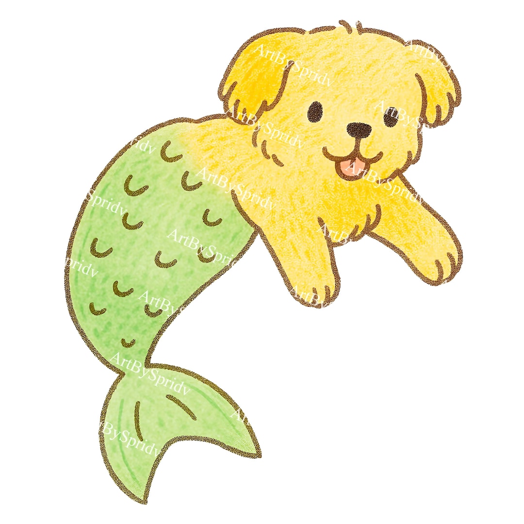 Cute Dog Mermaid PNG, Funny Puppy Mermutt Clipart for Kids, Kawaii Dog ...