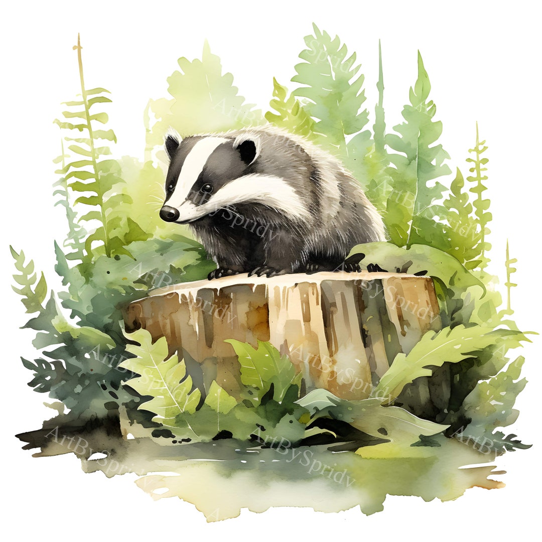 Whimsical Woodland Badger PNG Clipart | Cute Forest Animal Digital ...