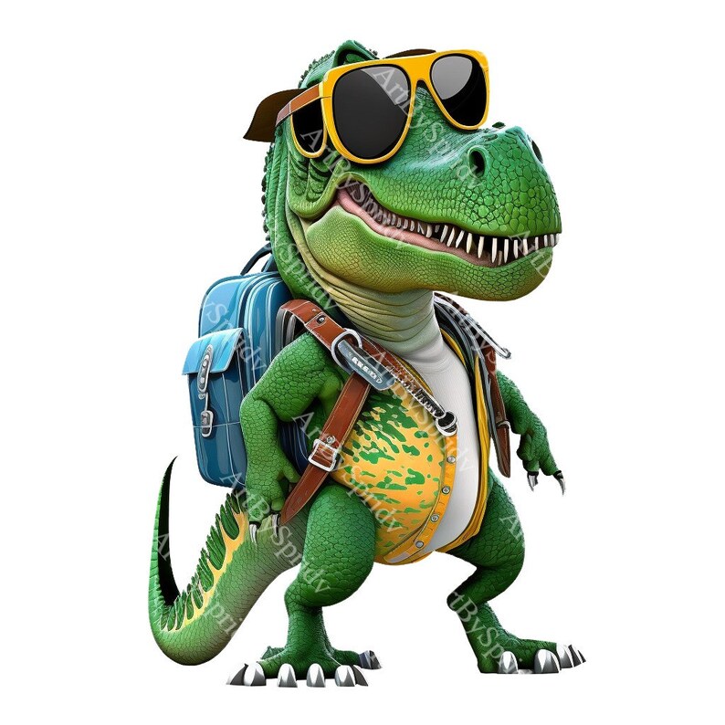 Transparent PNG Cartoon Style T-rex Dinosaur Kids Print on - Etsy