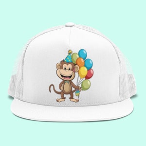Cute Monkey Birthday Party Hat&balloons PNG Clipart,transparent Animal ...