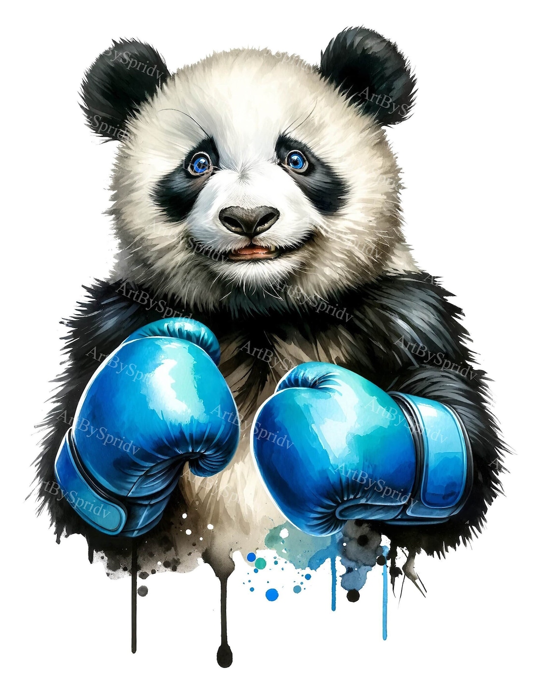 Boxing Panda With Oversized Gloves Clipart - Digital PNG for DTG, T ...