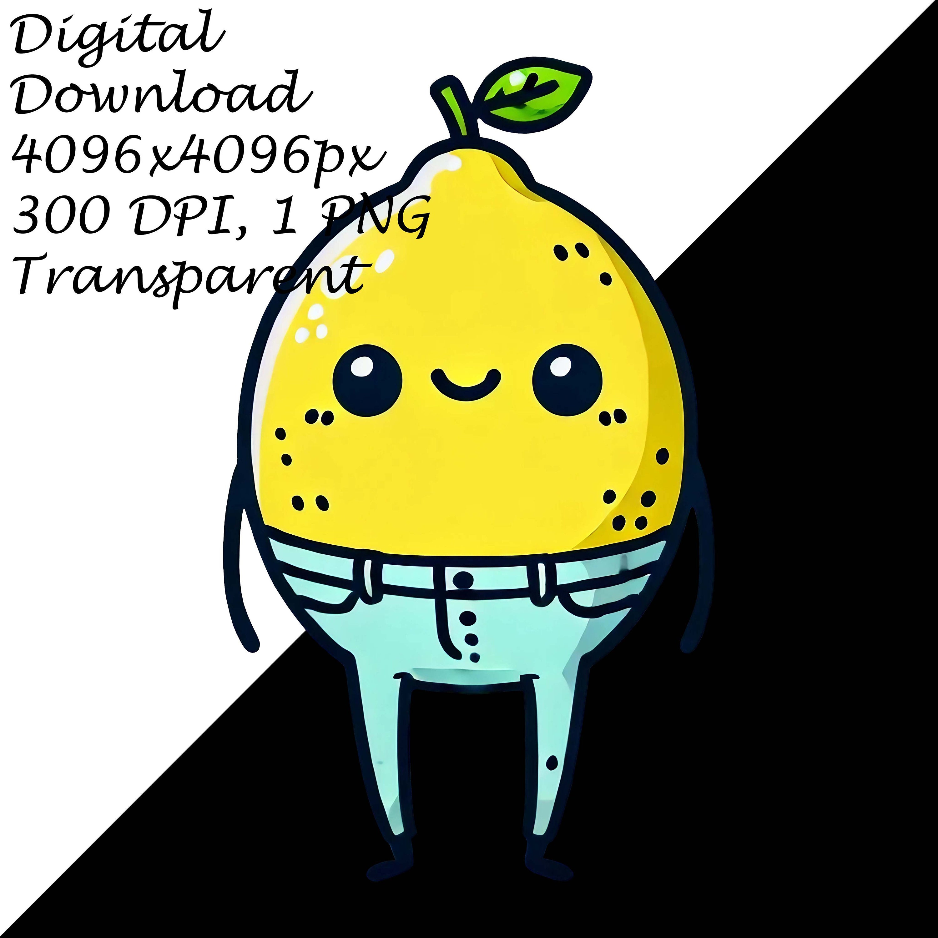 Adorable Lemon Transparent PNG Clipart With Green Sprout,cute Kawaii ...