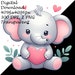Cute Cartoon Elephant With Heart Clipart Valentine's Day PNG for DTG, T ...