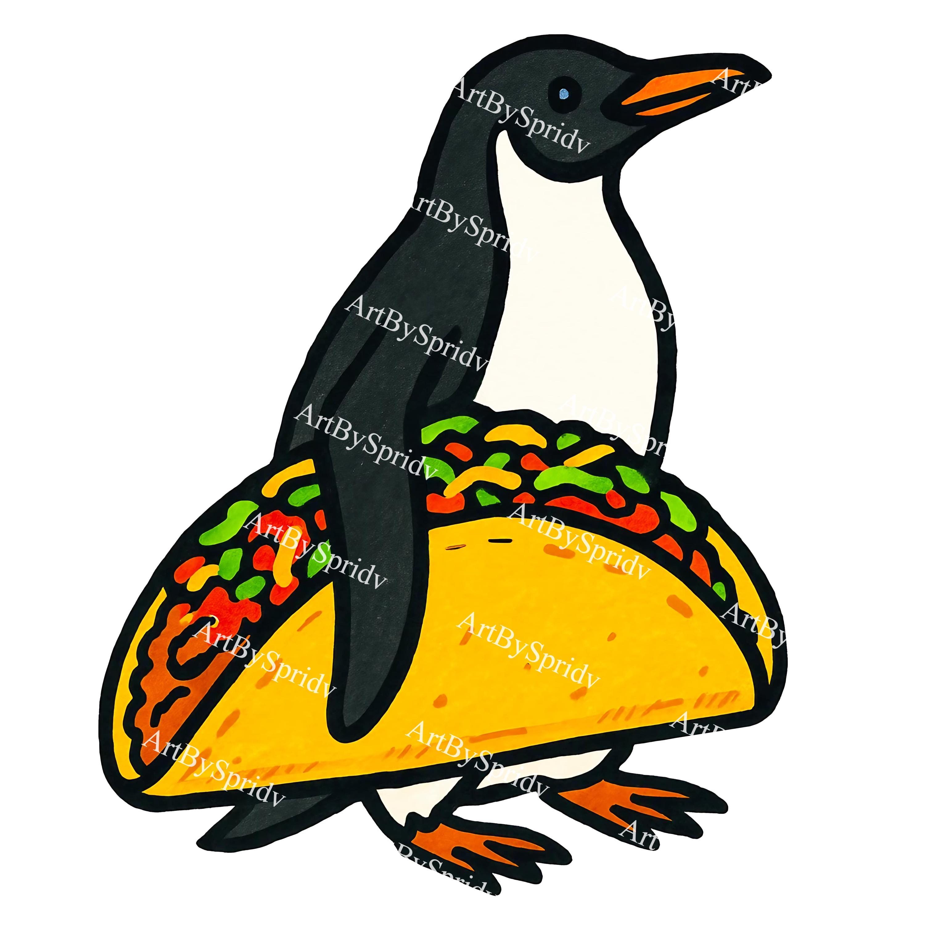 Penguin Taco PNG | Hilarious Animal Food Mashup Clipart | Transparent ...