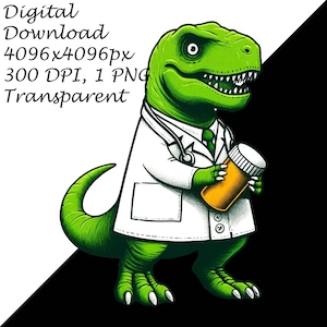 Quirky T-rex Dinosaur Doctor PNG Clipart-funny Medical Professional ...