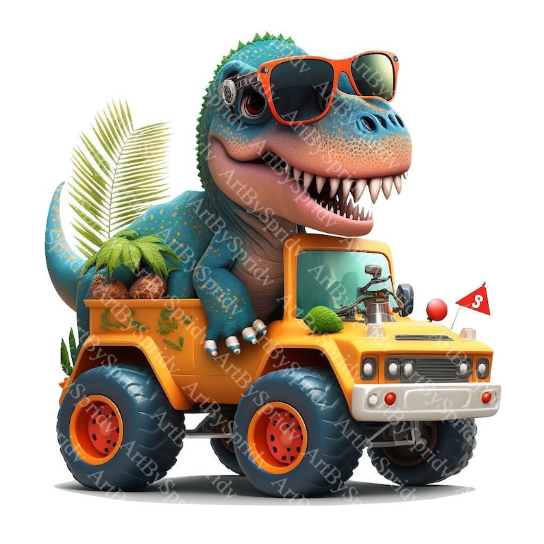 Dinosaur T-rex Monster Truck Transparent Png Clipart Kids - Etsy