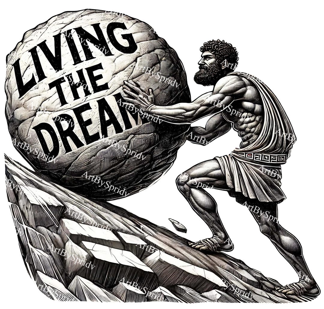 Living the Dream Clipart Transparent PNG | Sisyphus Humor Illustration ...