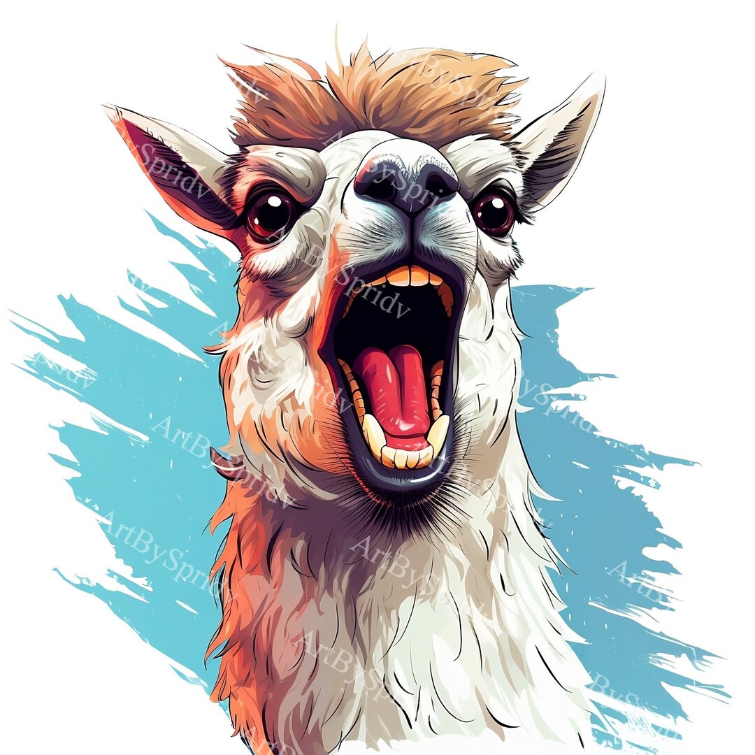 Expressive Llama PNG Clipart, Dramatic Animal Clip Art for DIY Craft ...